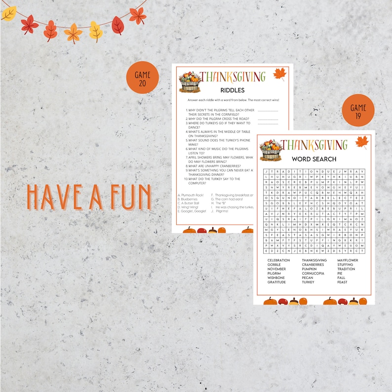 Printable Thanksgiving Games Bundle: Family Party Pack (editable ...