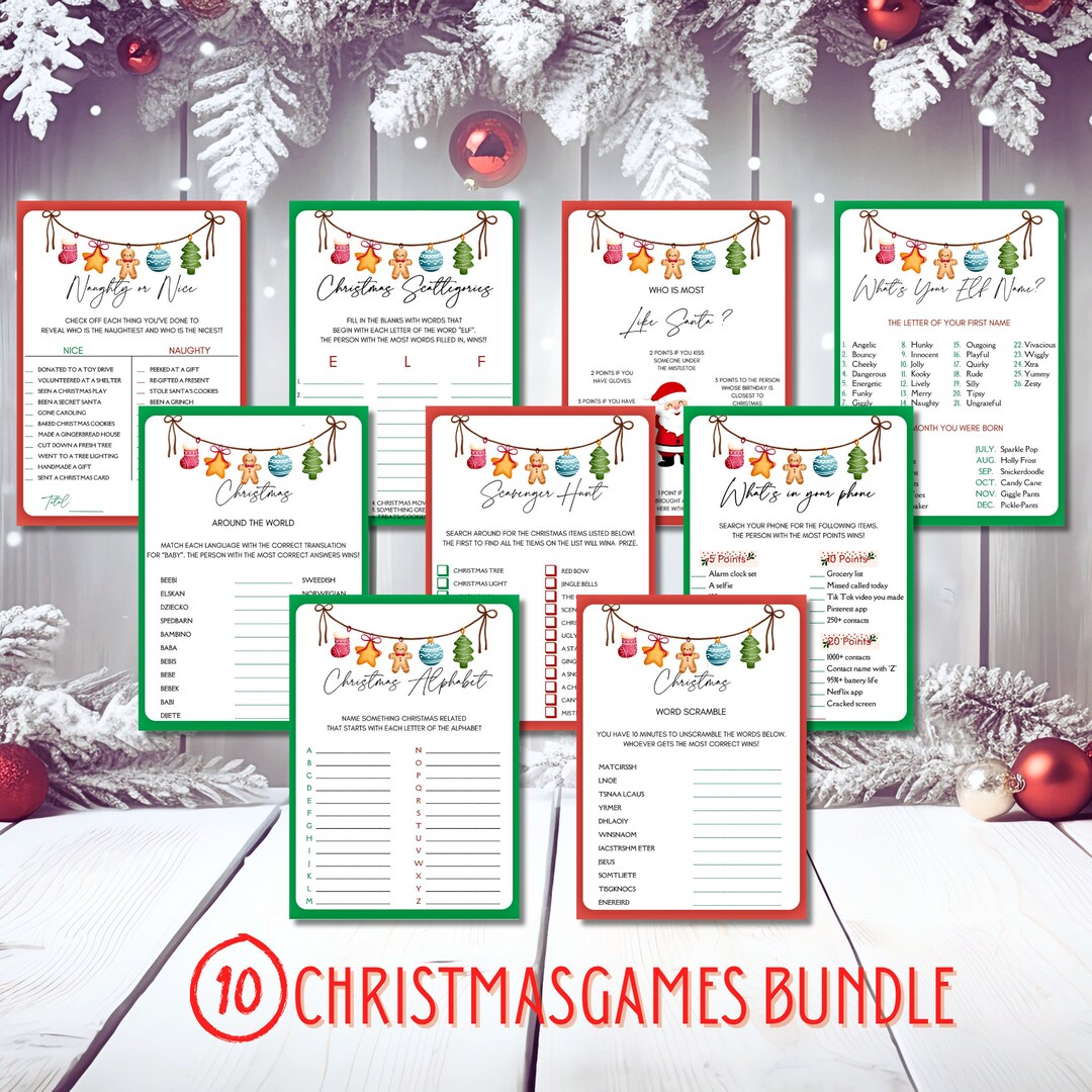 Christmas Games Bundle: Printable Holiday Party Games (digital Download ...