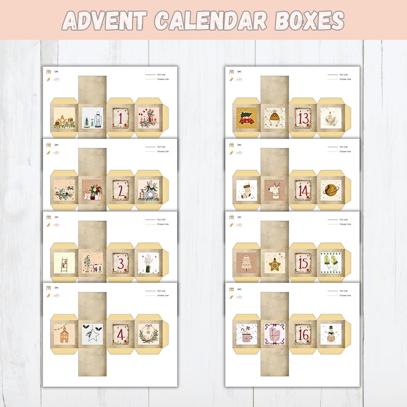 Printable Advent Calendar Boxes, Christmas Countdown Activity (digital ...