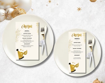 Printable New Year Menu Card Editable Cheers Template Holiday Menu New ...