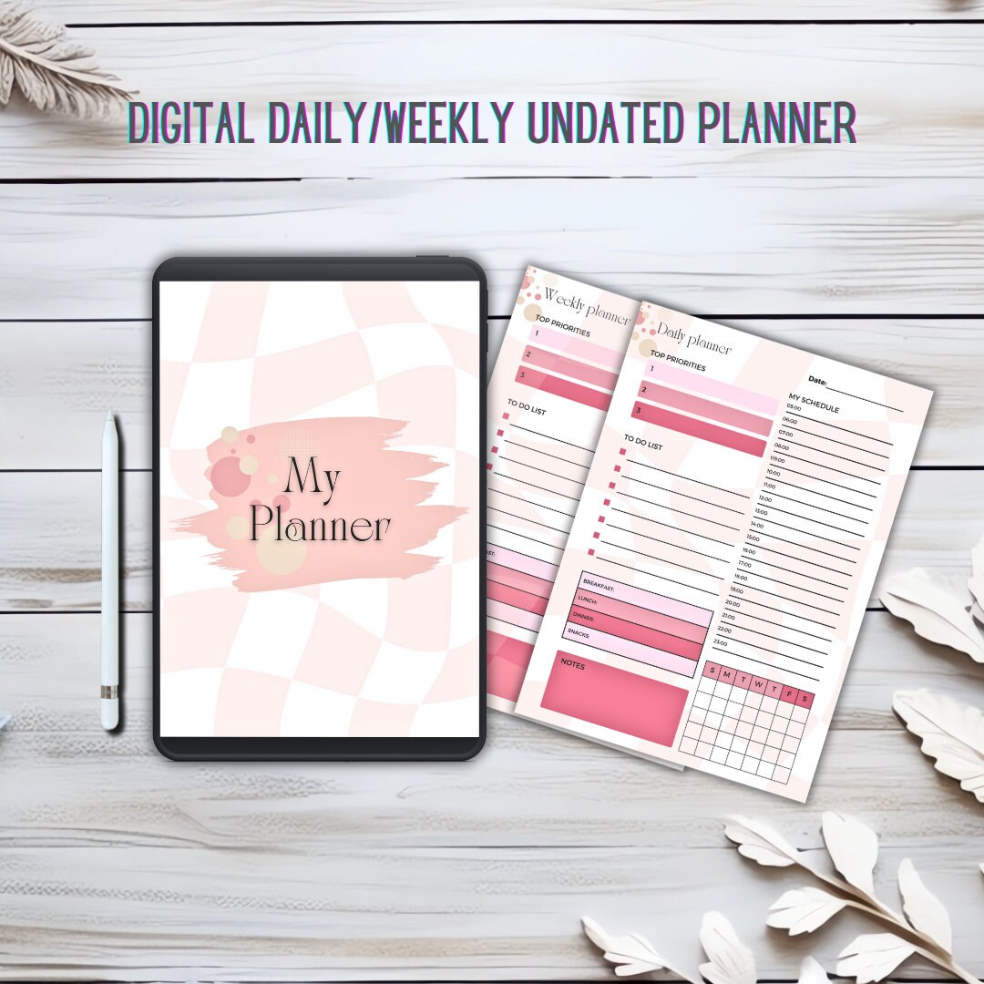 Digital Daily Weekly Planner: Undated Checked Design (digital Download ...