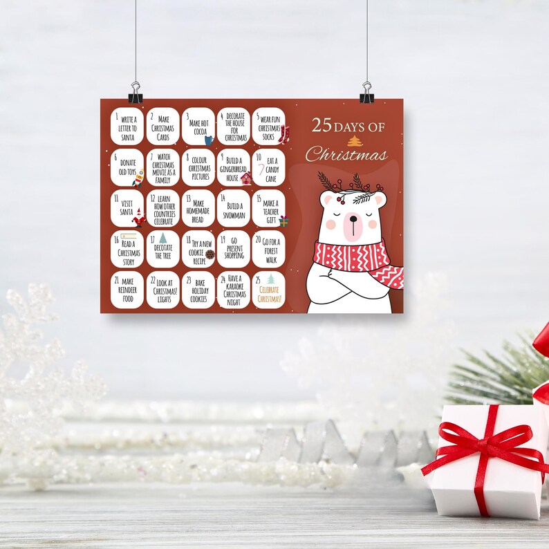 Advent Calendar Printable Bundle - Pdf, PNG, EPS | DIY Christmas ...