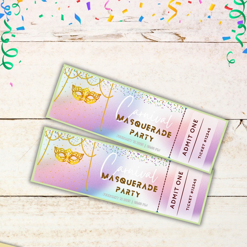 Carnival Masquerade Party Bundle: Editable Flyer + Ticket Templates for ...
