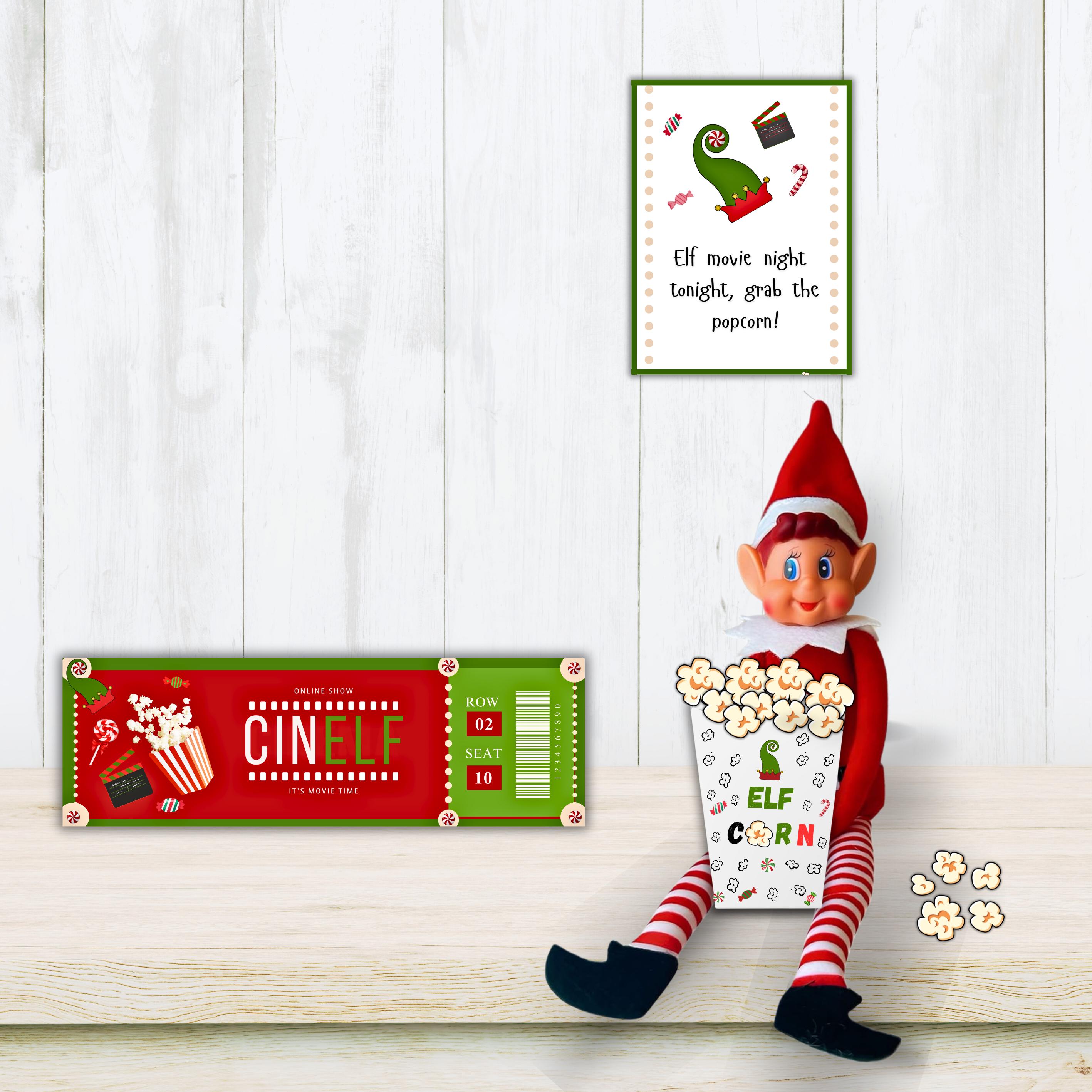 Elf Movie Night Kit Printable DIY Popcorn Box, Cinema Tickets, Elf ...