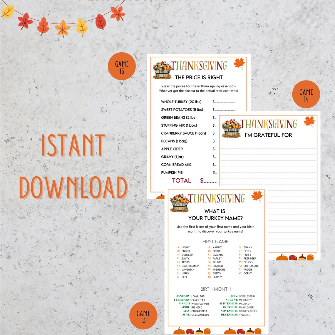 Printable Thanksgiving Games Bundle Editable Template Games for Family ...