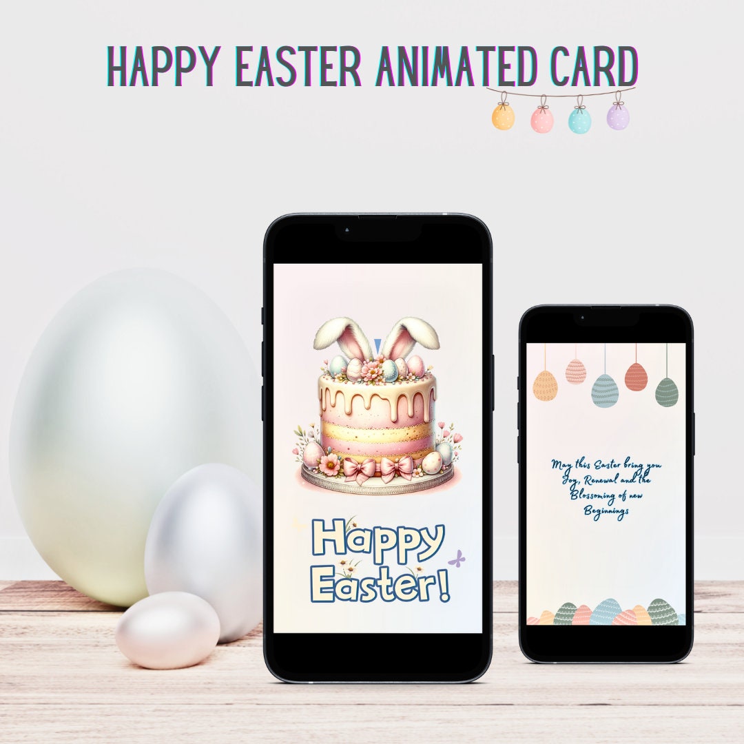 Easter Animated Video Card Digital Mobile Greetings Easter Bunny Cake ...