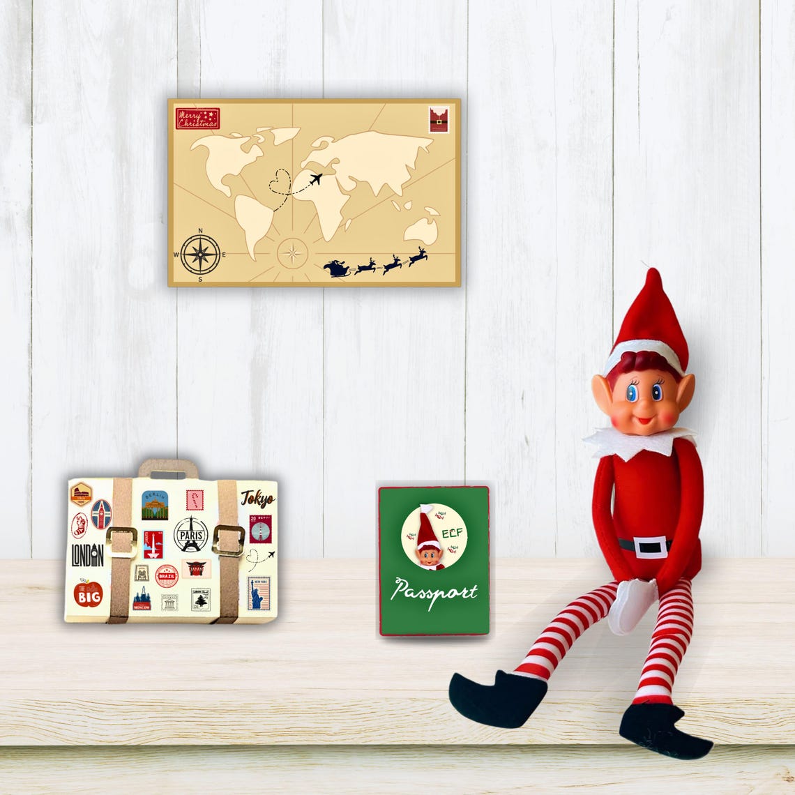 Elf Prop Kit Printable Elf Suitcase, Passport, Map Paper Miniatures Elf ...