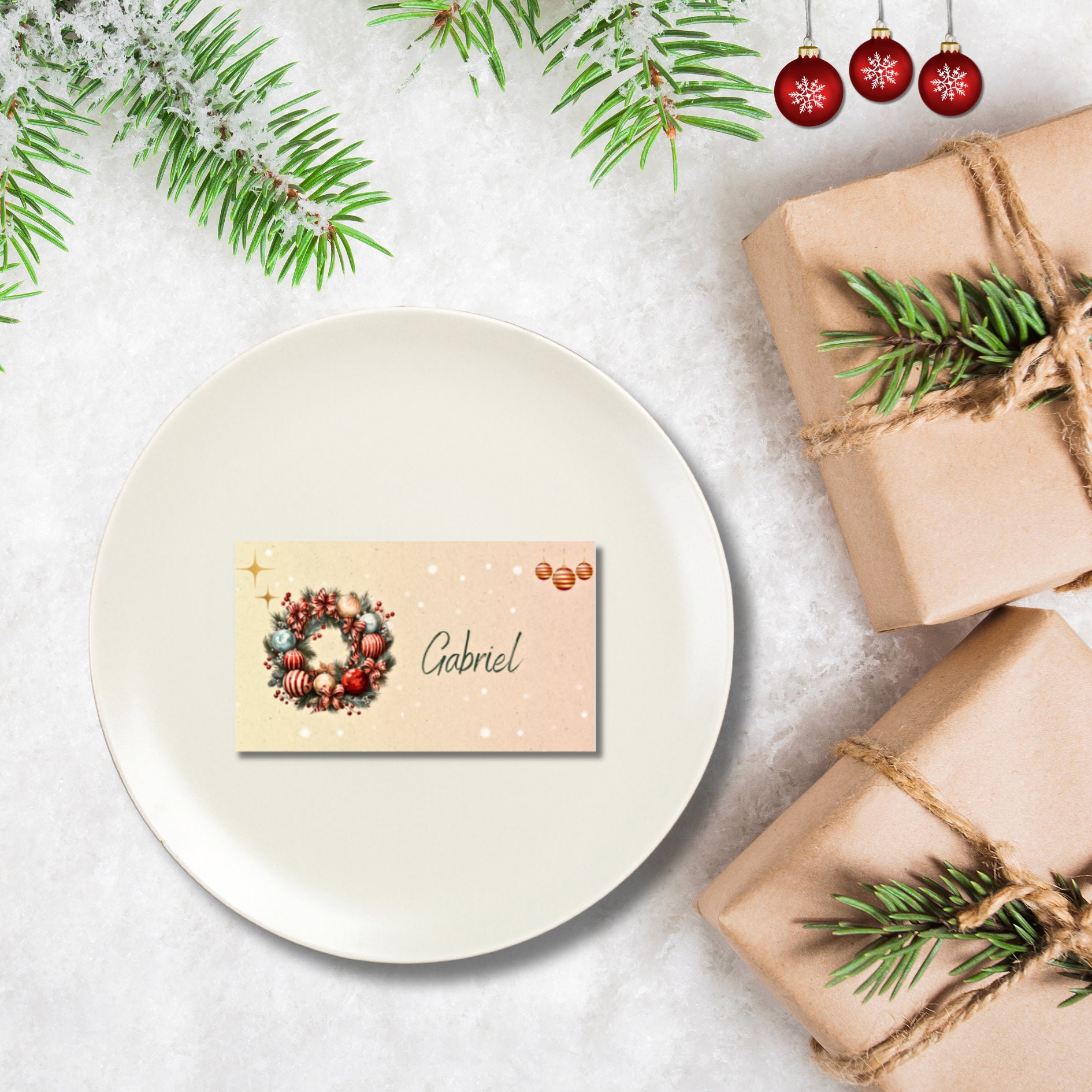 Printable Christmas Place Cards Festive Table Decor for Christmas Party ...