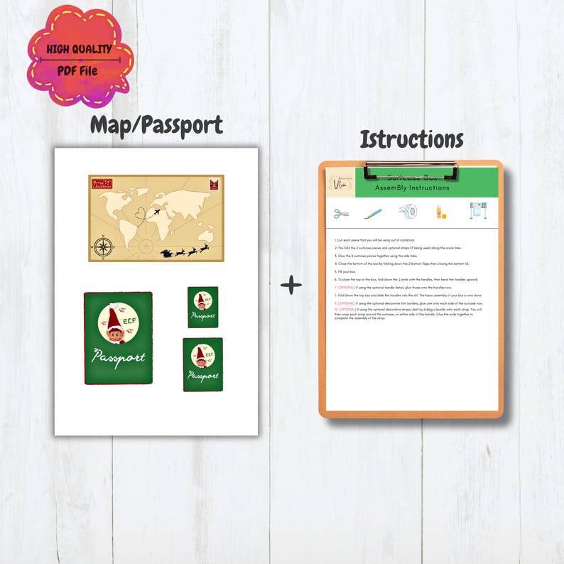 Elf Prop Kit Printable Elf Suitcase, Passport, Map Paper Miniatures Elf ...