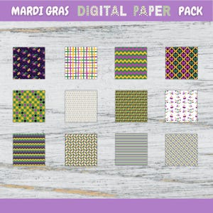 Mardi Gras Digital Paper Pack Scrapbooking Paper Craft Patterns Card 12 ...