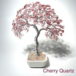 Cherry Quartz Gemstone Tree, Sakura Crystal Tree, Tree of Life, Lucky ...