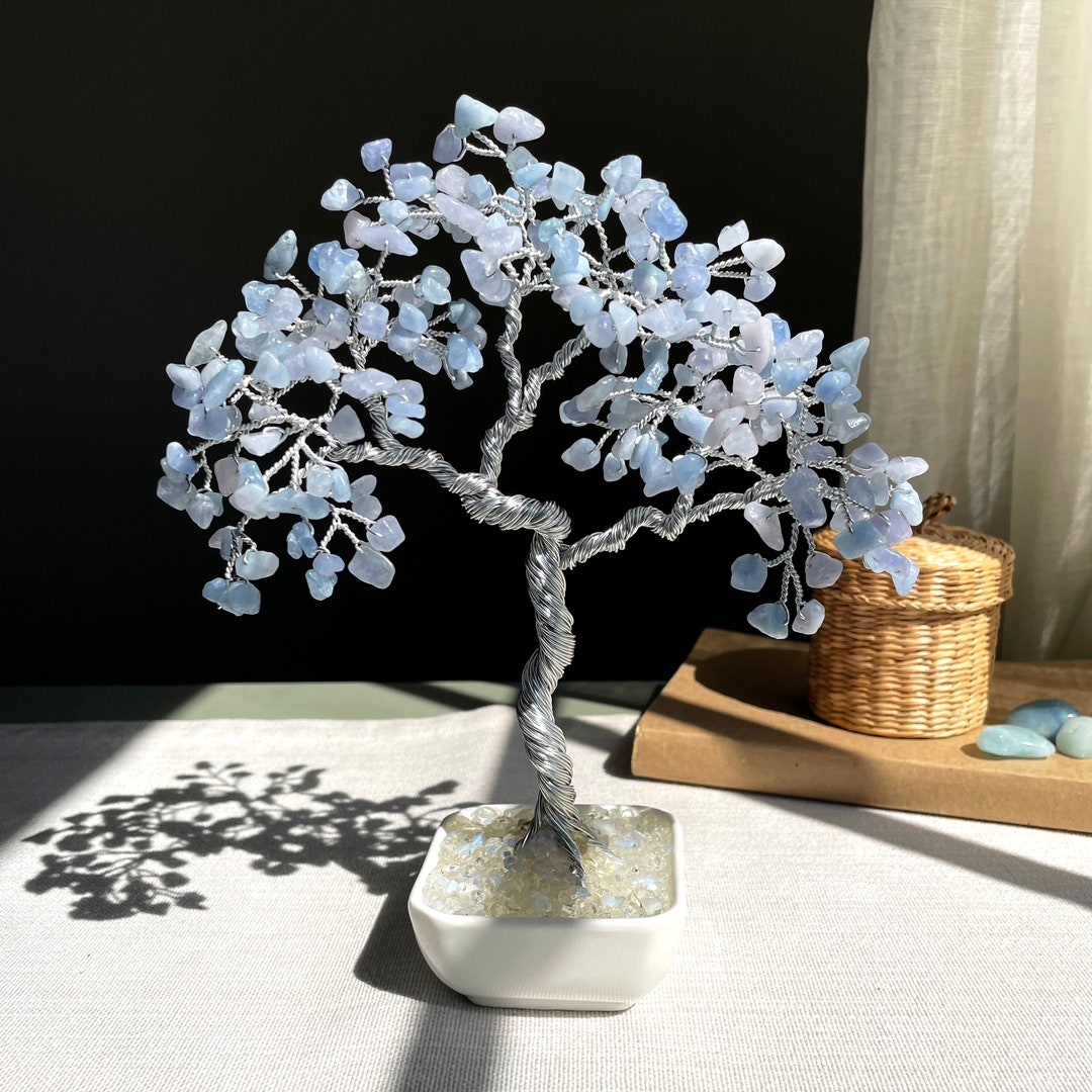 Aquamarine Crystal Tree, Chakra Healing Gemstone Tree, shield Stone ...