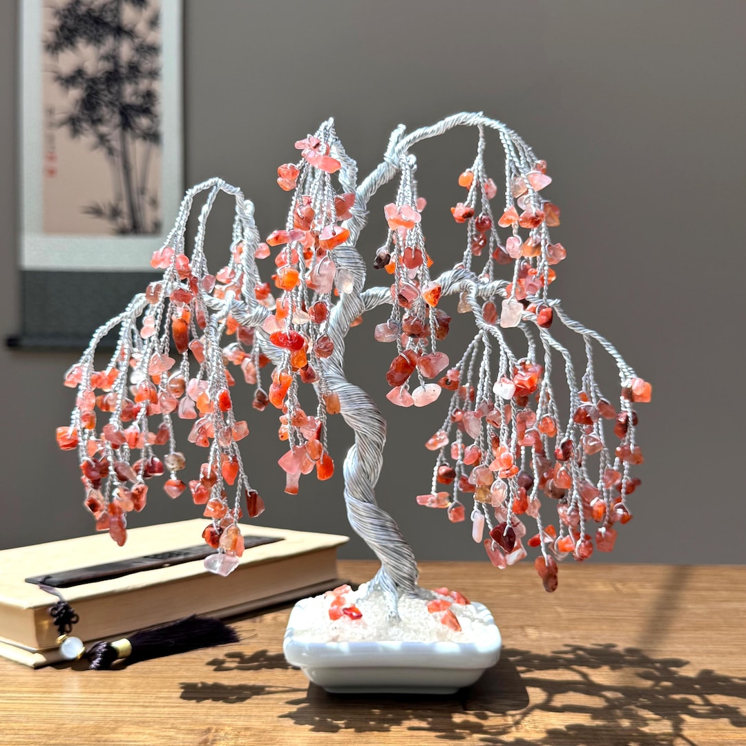 Carnelian Gemstone Tree: Wire Sculpture, Chakra Healing, Willow Tree - Etsy