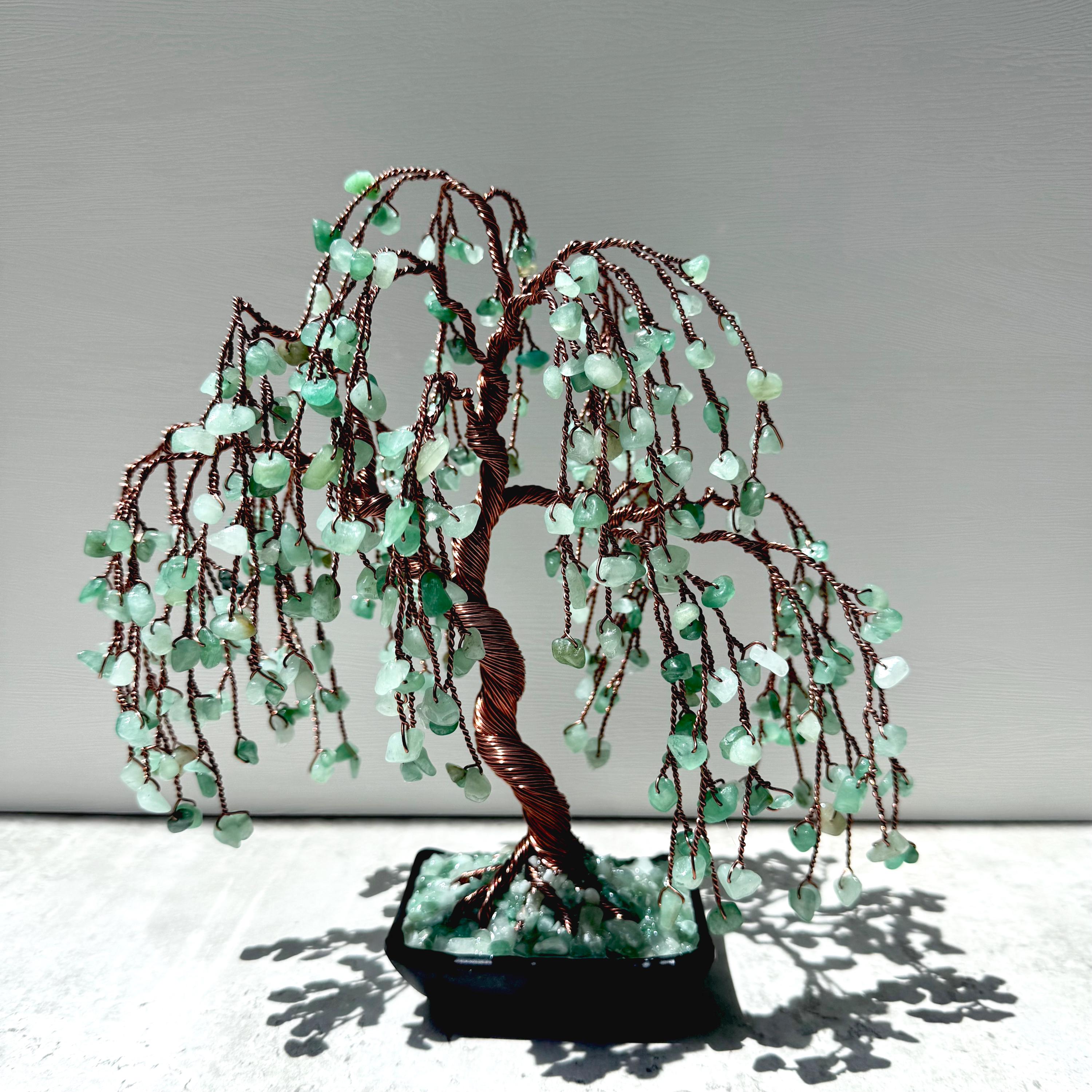 Aventurine Willow Gemstone Bonsai Tree: Handmade Wire Sculpture, Tree ...