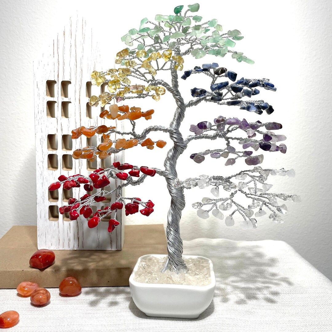Chakra Bonsai Crystal Tree, Gemstone Tree, Natural Crystal Tree, Raw ...