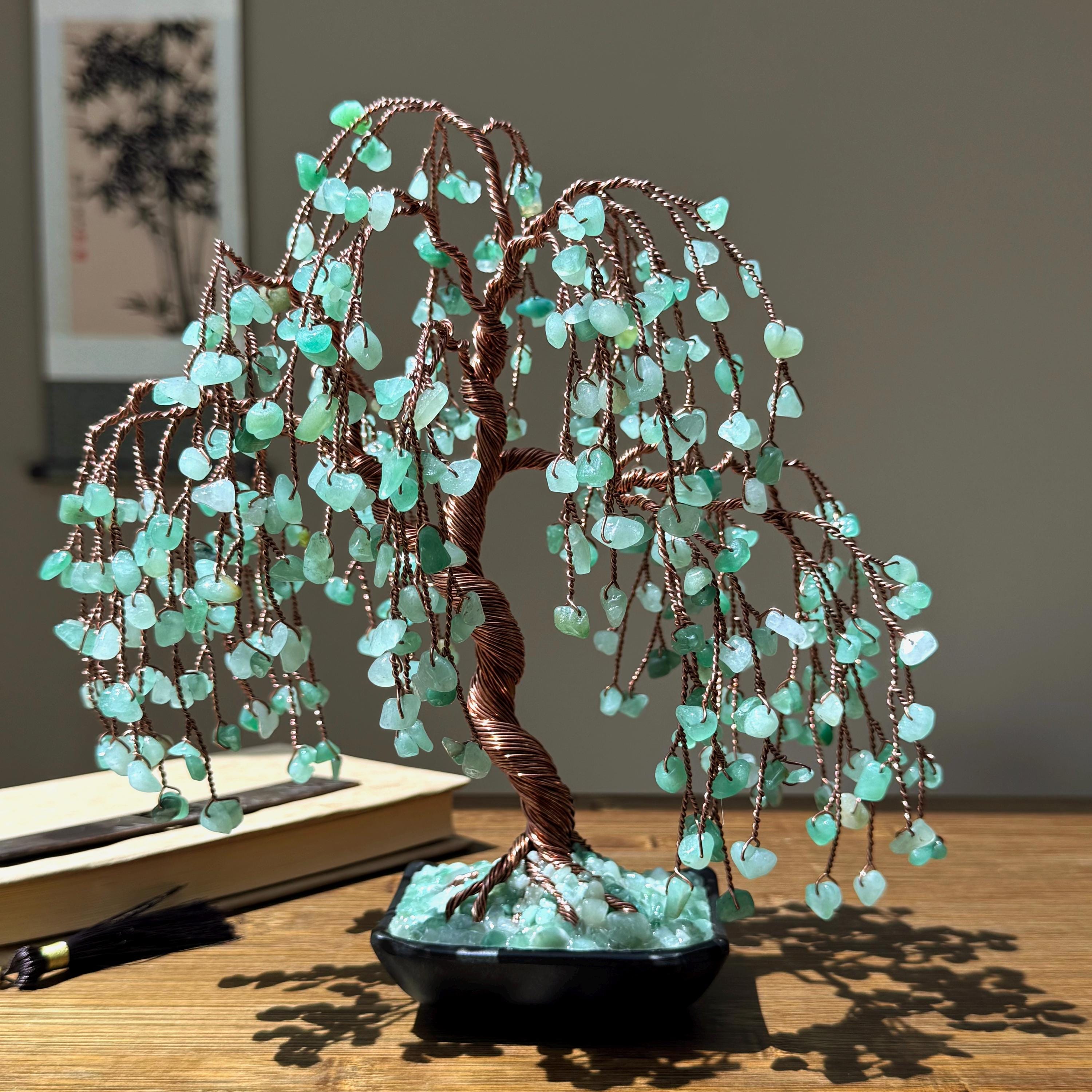 Aventurine Willow Gemstone Bonsai Tree: Handmade Wire Sculpture, Tree ...