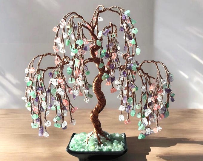 Aventurine-amethyst-cherry Quartz-cl.quartz Willow Crystal Tree, Chakra ...