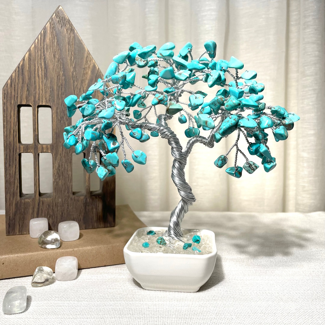 Turquoise Crystal Tree, Stone of "wisdom" Tree, Chakra Healing Gemstone ...