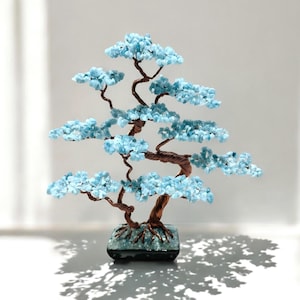 Large Aquamarine Crystal Bonsai Tree: Handmade Wire Sculpture, Chakra ...