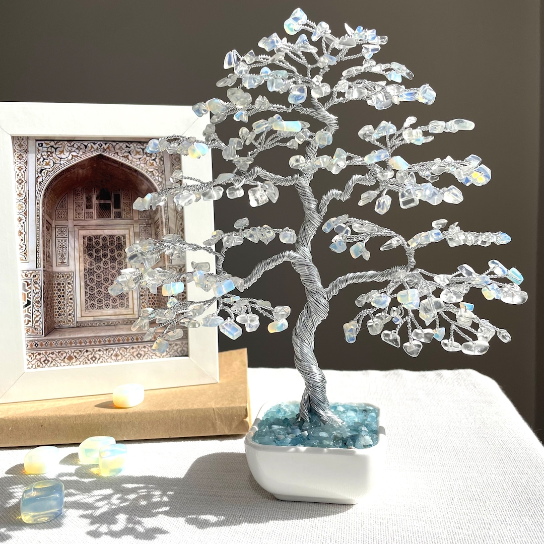 Moonstone Bonsai Tree, Chakra Healing Gemstone Tree, Stone of new ...