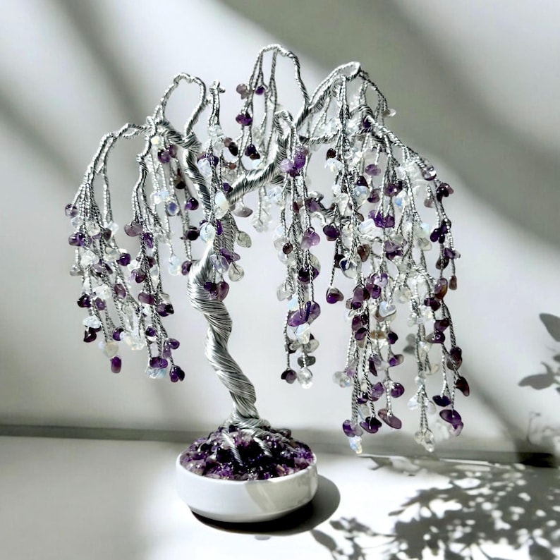 Amethyst and Opal Crystal Willow Tree: Chakra Healing Feng Shui Decor ...