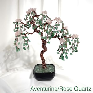Flowering Bonsai Crystal Tree, Aventurine-rose Quartz Crystal Tree ...