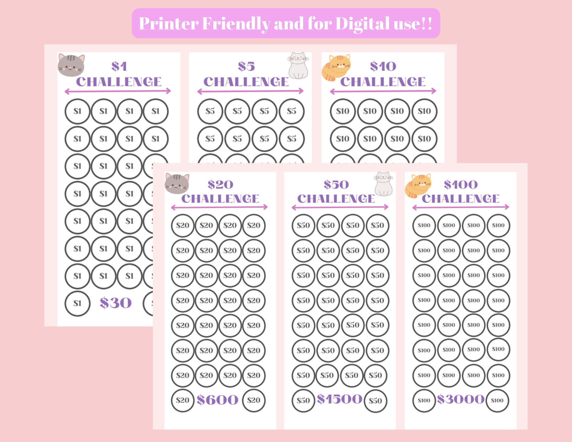 Printable Money Challenges, Money Challenges 2023, Goodnotes Digital ...
