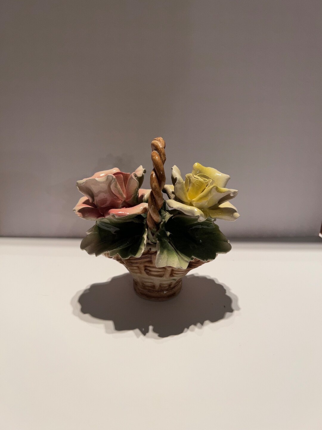Vintage Capodimonte Basket of Flowers Figurine Exquisite Porcelain ...