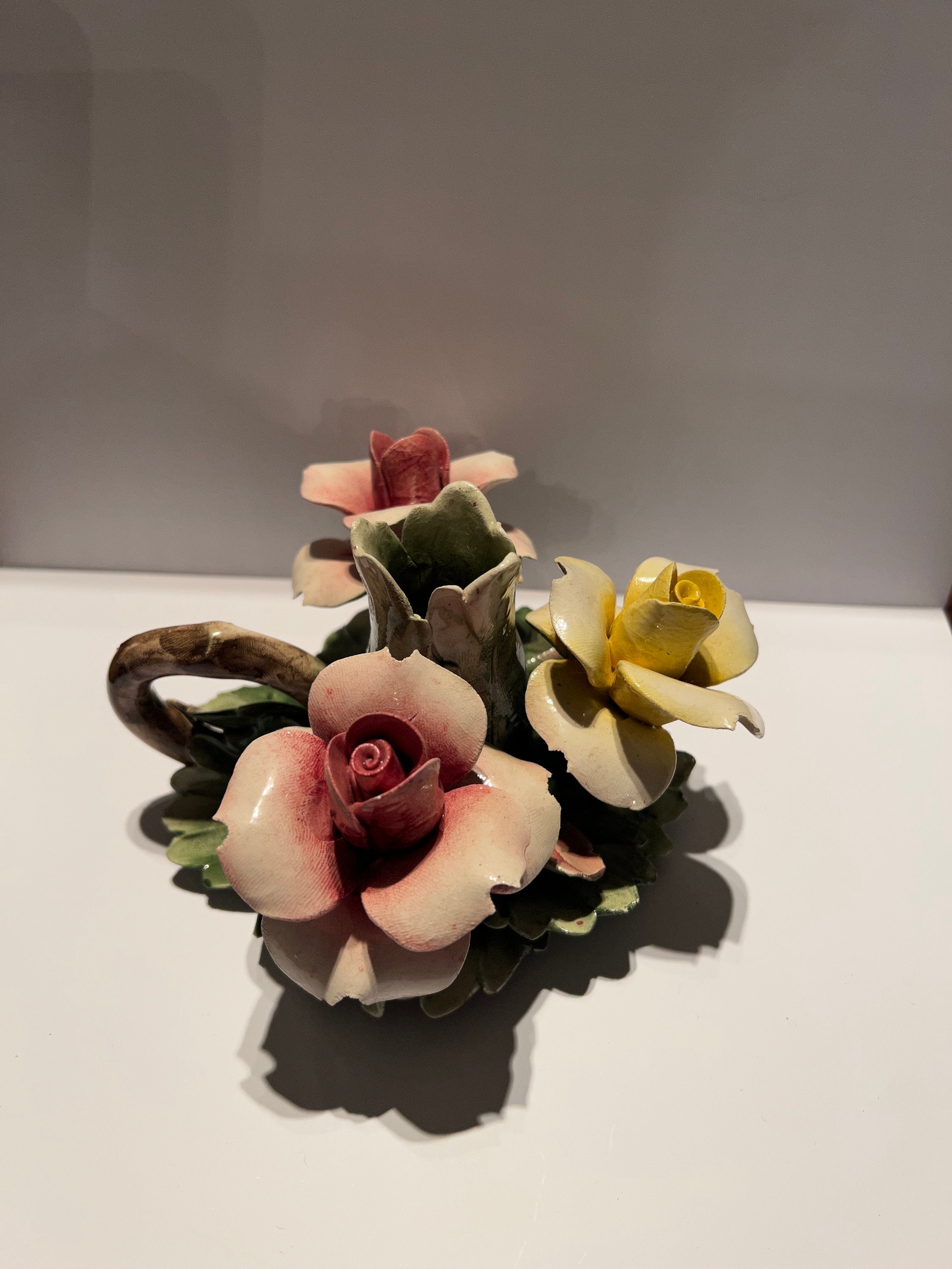 Porcelain Capodimonte Style Flowers Candlestick Holder - Etsy