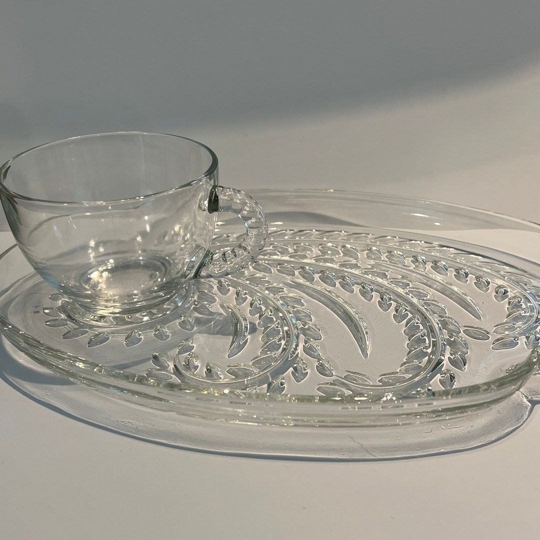 Vintage Snack Tray Federal Glass Homestead Snack Set Tray With Cup - Etsy