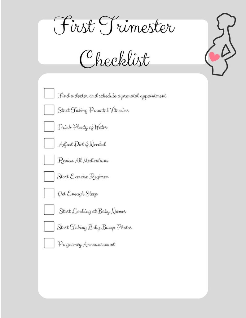 First Trimester Checklist - Etsy