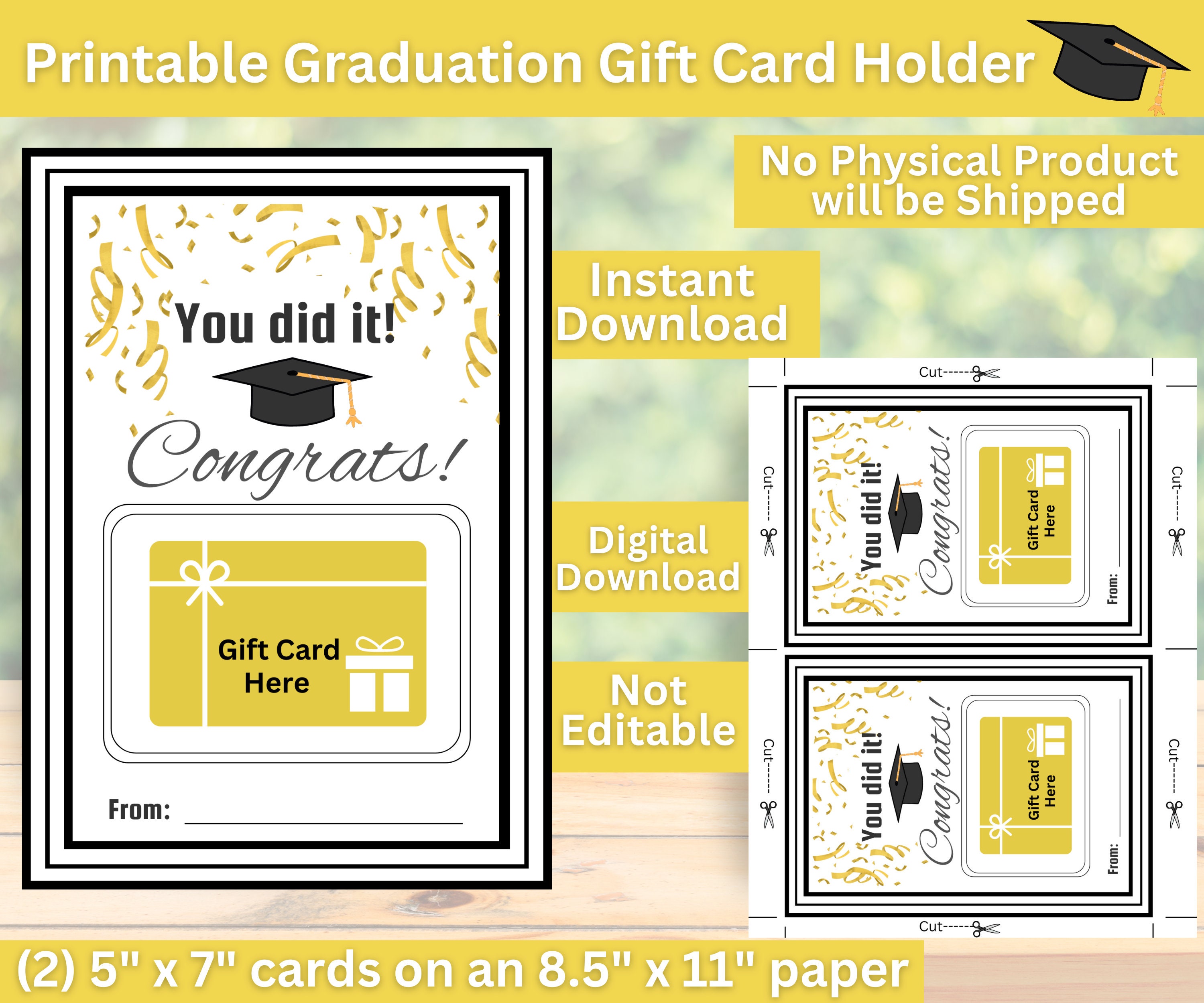 Graduation Gift Card Holder Printable – Congrats Grad Gift Card Holder ...