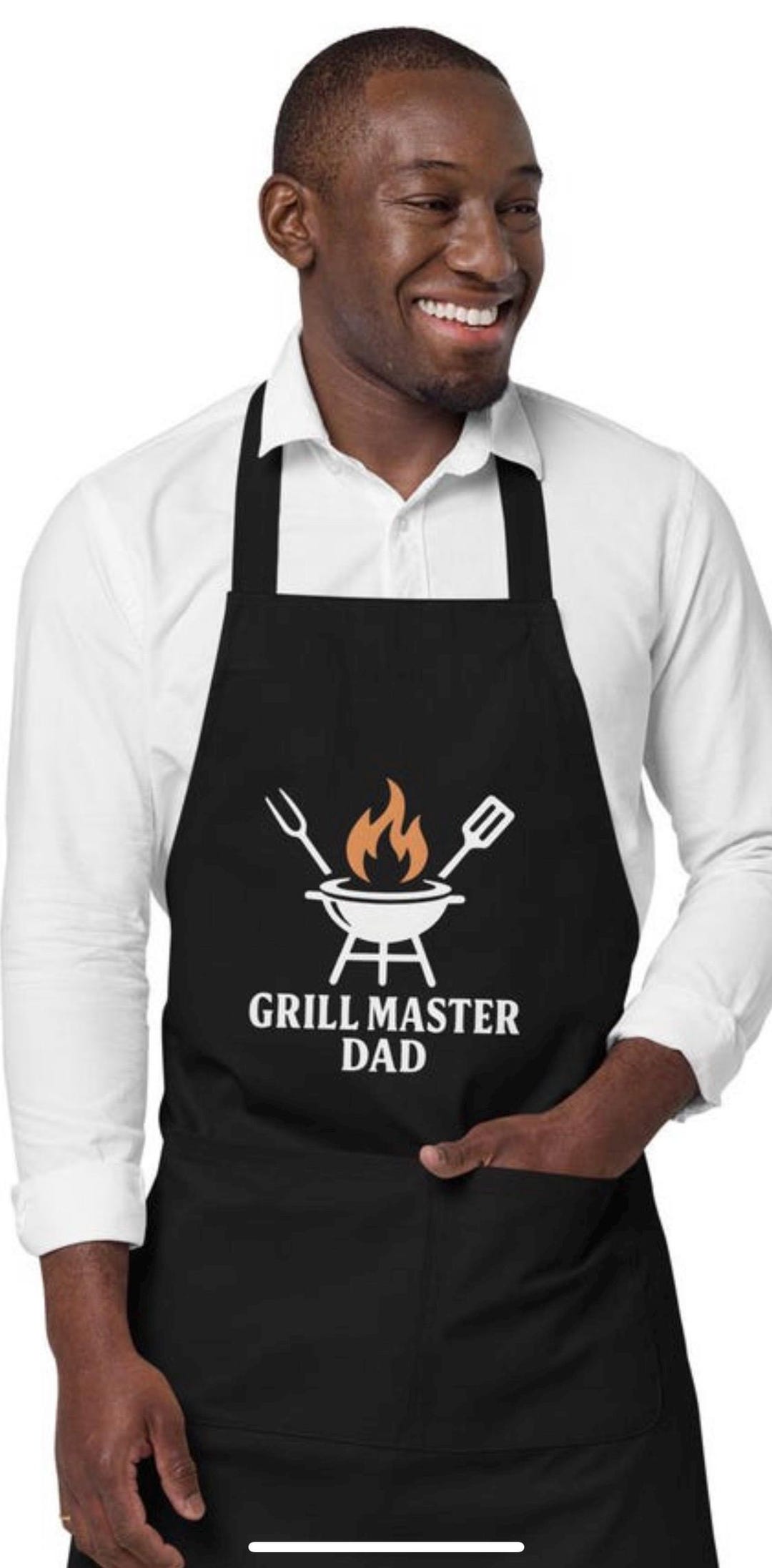 Grill Master Dad Apron | Black BBQ Apron for Dad With Grill and Flame ...