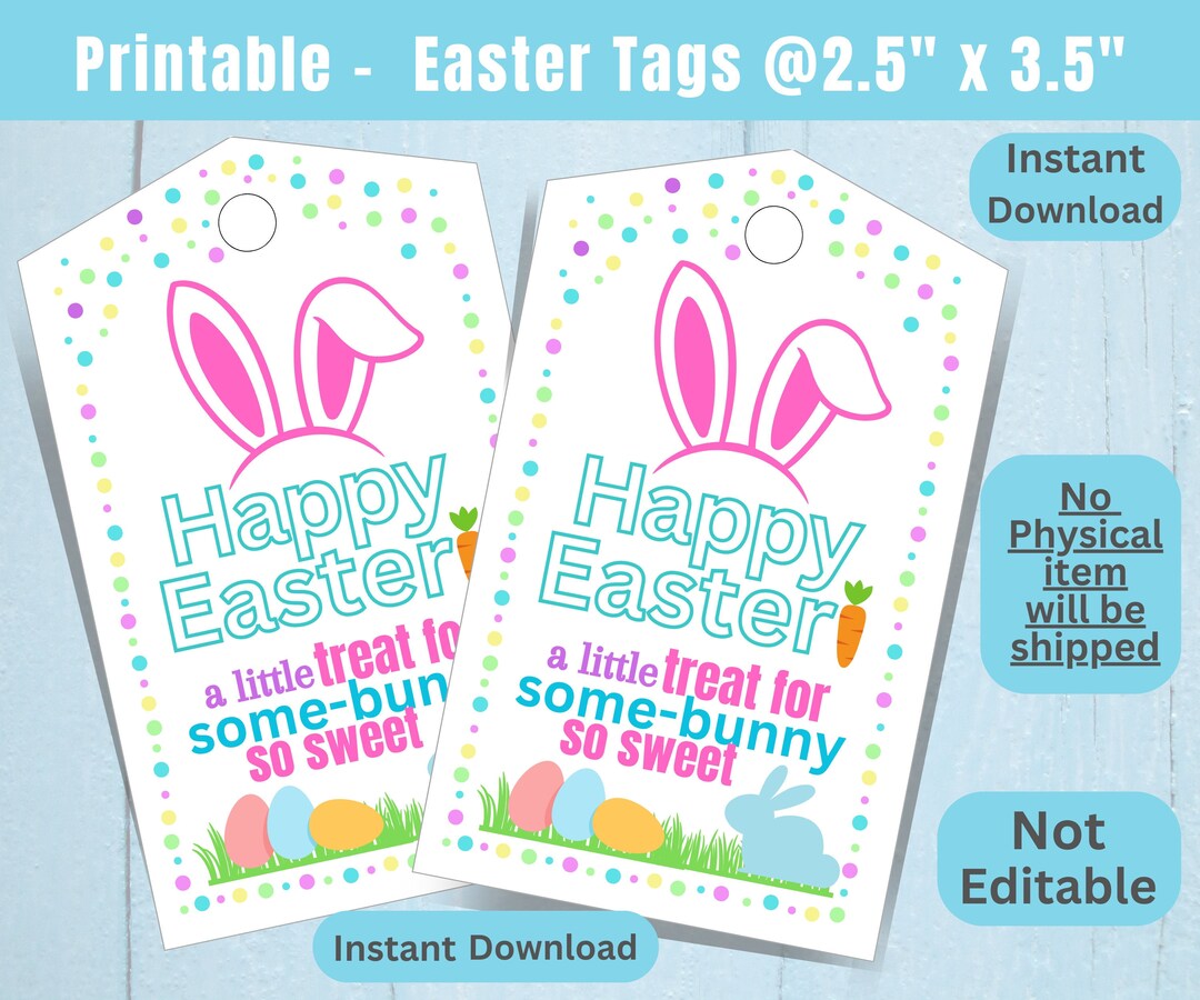 Printable Easter Tags, Easter Gift Tags. Cute Bunny Easter Tags ...