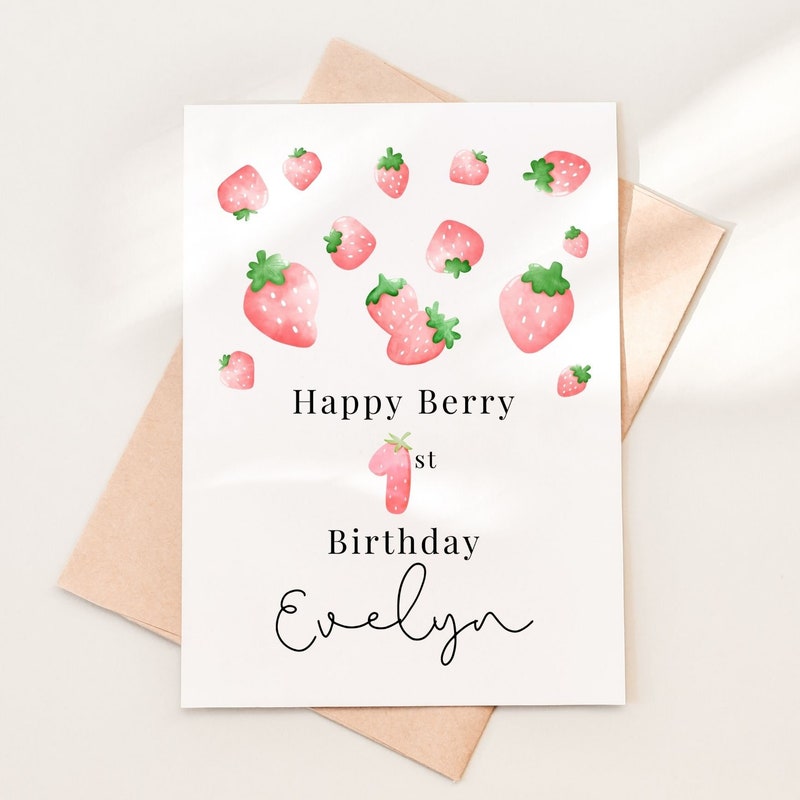 Girl 1year Birthday Card - Etsy