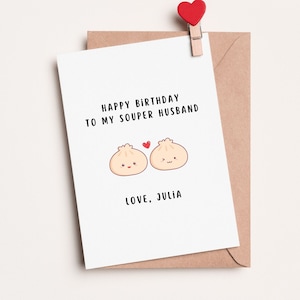 Kawaii Dumpling Birthday Card for Husband, Personalized Birthday Card ...