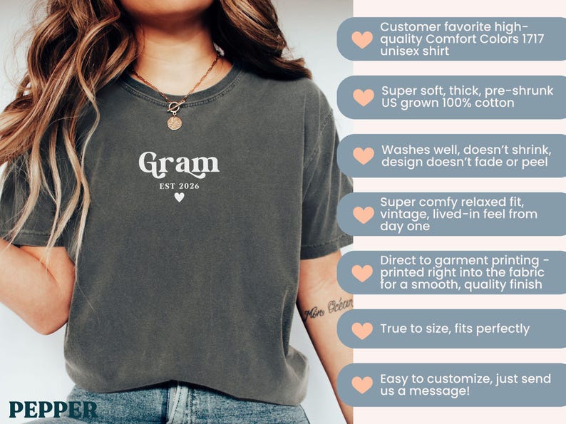 Custom Grams Est Year Shirt Grams Mother’s Day Gram Tshirt Grams ...