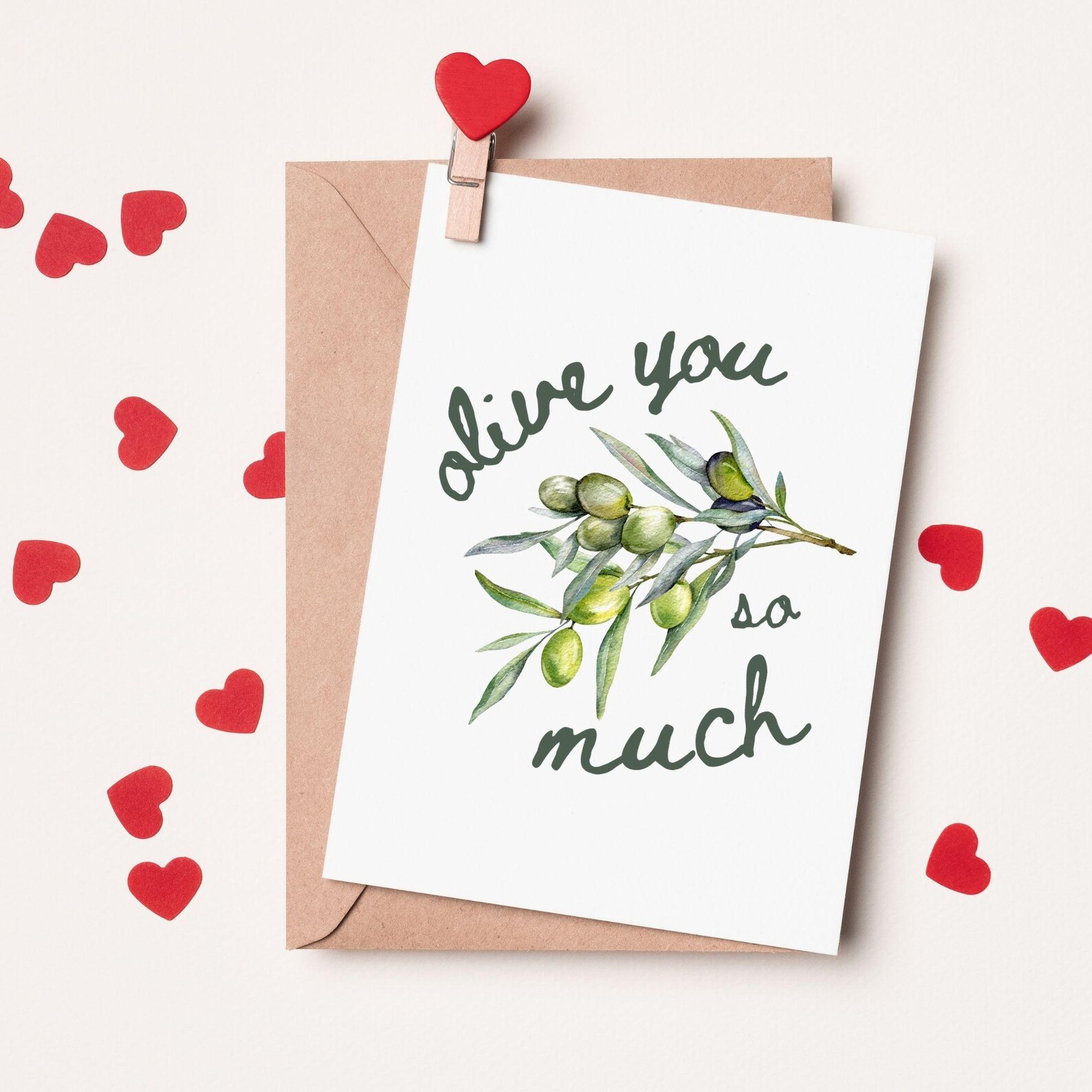 Olive You Italian Theme Valentines Card for Him Valentines Card for ...