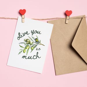 Olive You Italian Theme Valentines Card for Him Valentines Card for ...