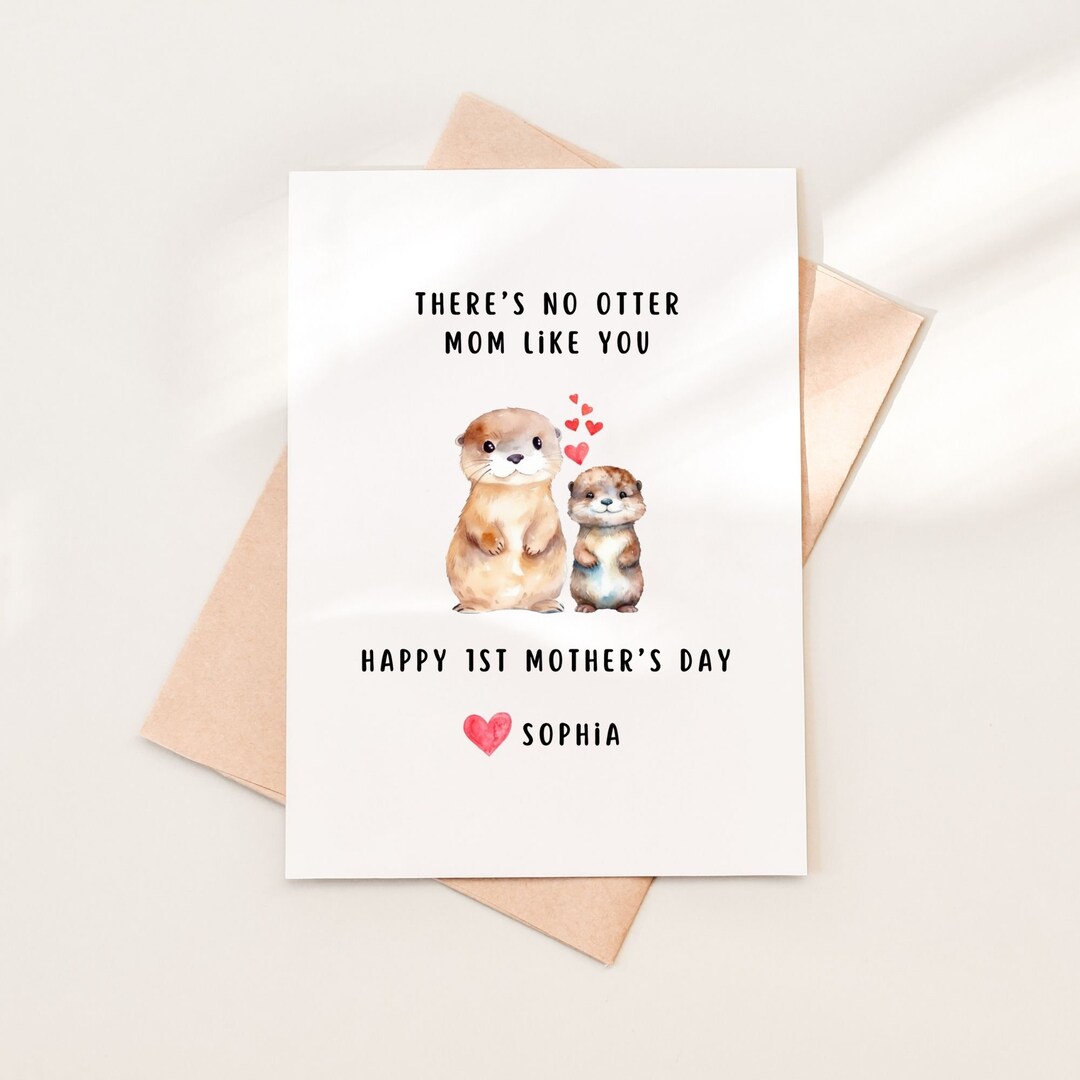 Personalized First Mothers Day Otter Card, Happy Mother's Day Gift ...