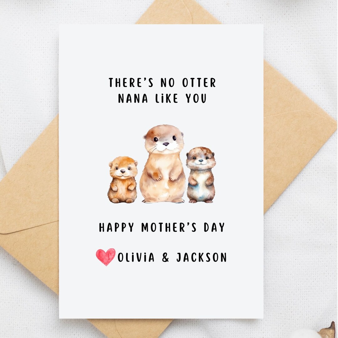Personalized Nana Mother’s Day Otter Card, Grandmother Gift From ...