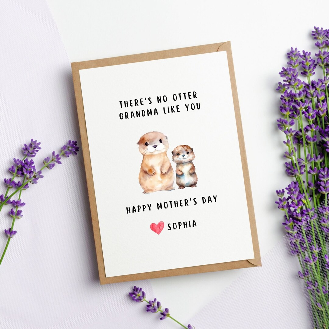 Personalized Grandma Mother’s Day Otter Card, Grandmother Gift From ...