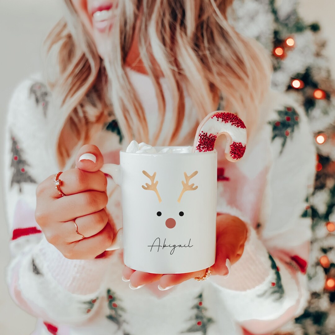 Reindeer Mug Personalized Christmas Hot Cocoa Mug for Kids - Etsy