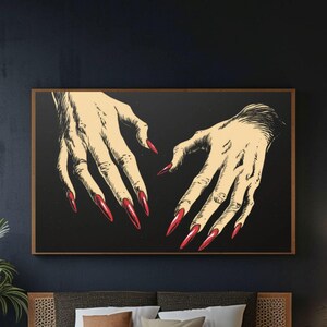 Vintage Wall Art Witch Hands Poster Witch Wall Art Scary Retro Wall Art ...