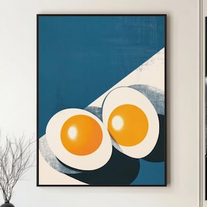 Eggs Wall Art, Retro Egg Poster, Eggs Print, Retro Kitchen Decor ...