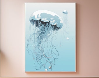 Jellyfish Photo Print Jellyfish Poster Underwater Animal Print Ocean ...