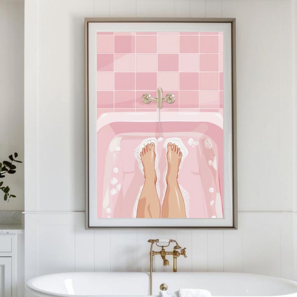 Pink Bathroom Art - Etsy