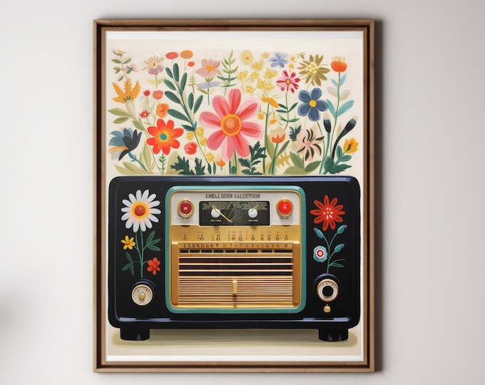 Vintage Radio Art, Retro Radio Poster, Nostalgic Radio Wall Decor, 70s ...