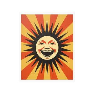 Laughing Sun Wall Art Sun Poster, Vintage Retro Art - Etsy