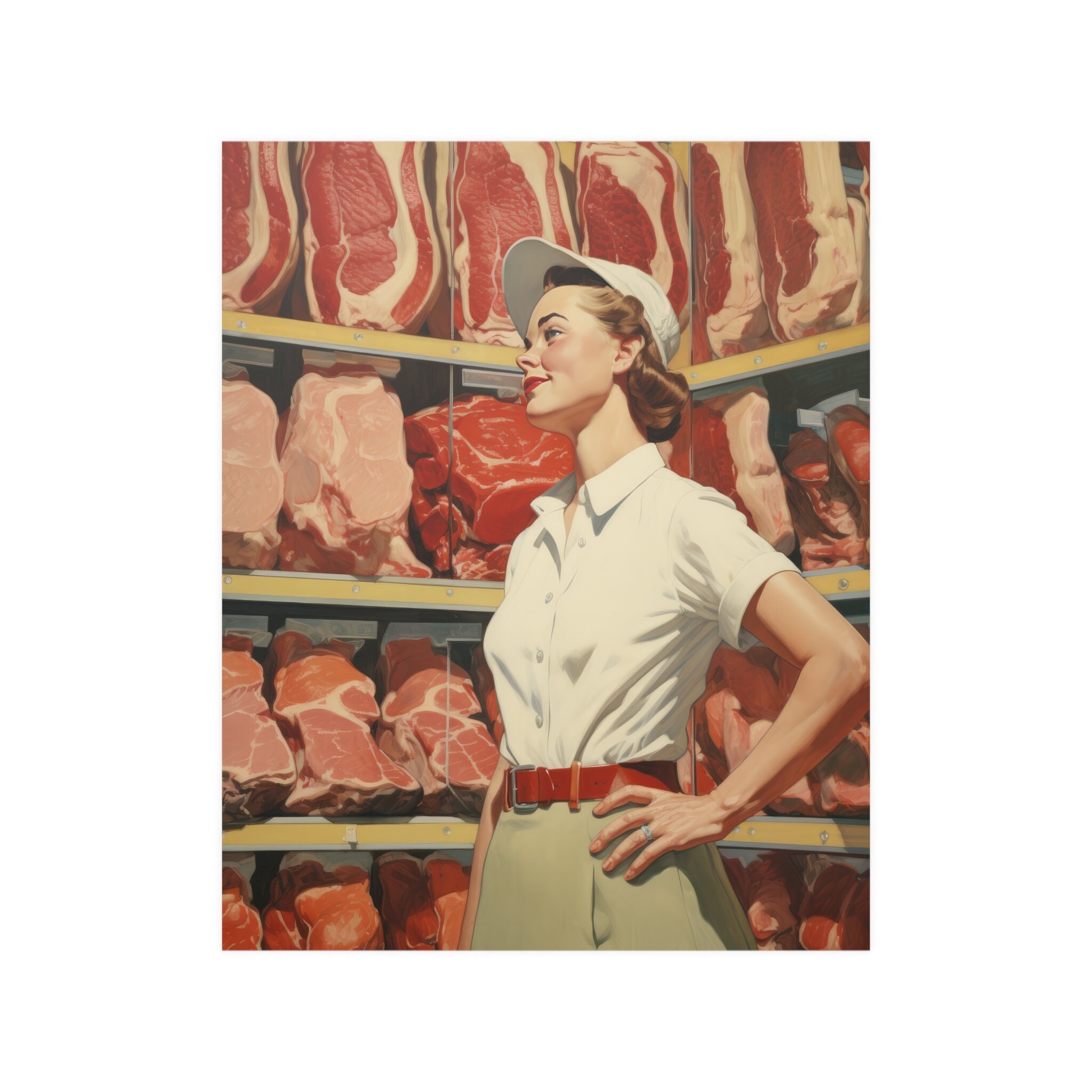 Butcher Girl Meat Locker Lady Wall Art Retro Poster - Etsy
